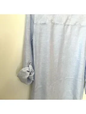 Tahari | Tops | Tahari Essential Light Blue 0 Linen Button Down Shirt ...